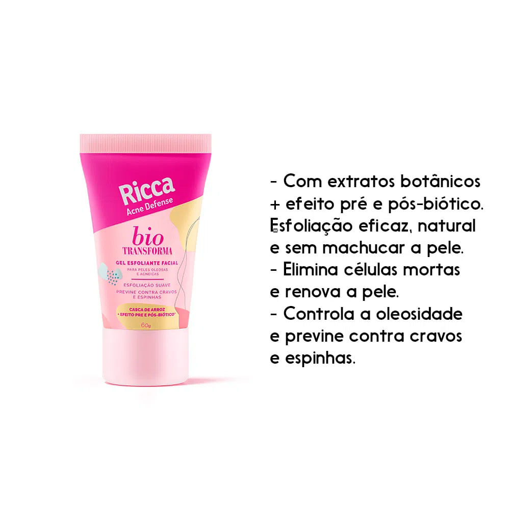 Gel Esfoliante Facial Ricca Acne Defense 60g - leocosmeticos